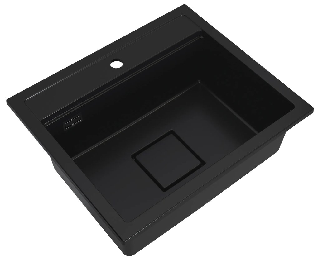 Gamma Quadro 5850, 1-komorový granitový dřez 580x495x220 mm, černá, GMA-ZLE000229