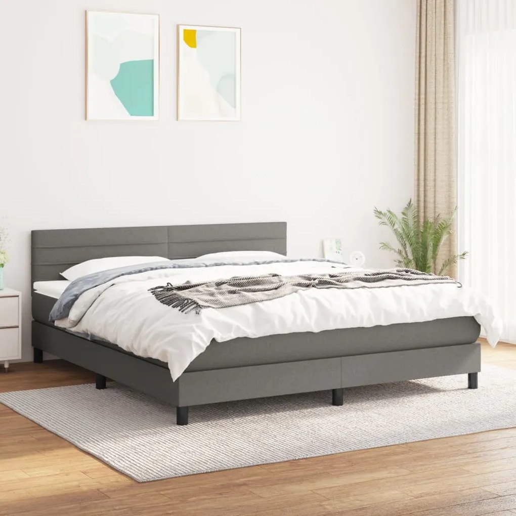 Box spring postel s matrací tmavě šedá 160x200 cm textil 3140146