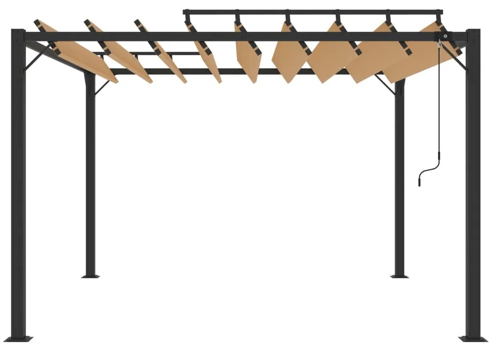 vidaXL Marketos Altán s lamelovou střechou 3 x 3 m taupe tkanina a hliník