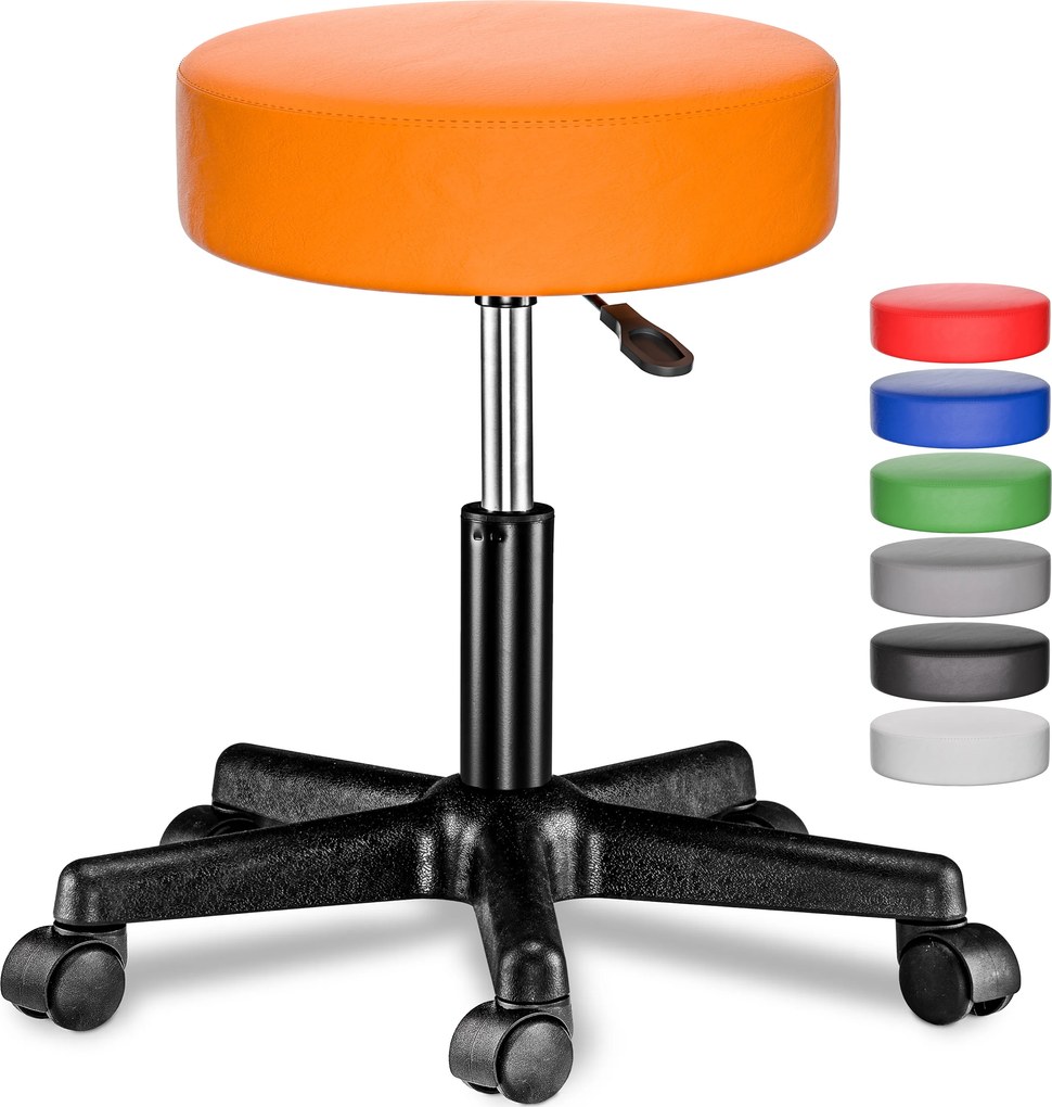 Pojízdná stolička umělá kůže oranžová 360° otočný
