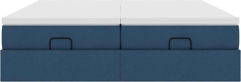 Osmanský rám postele s matracíes modrá 180x200cm textil 3311247