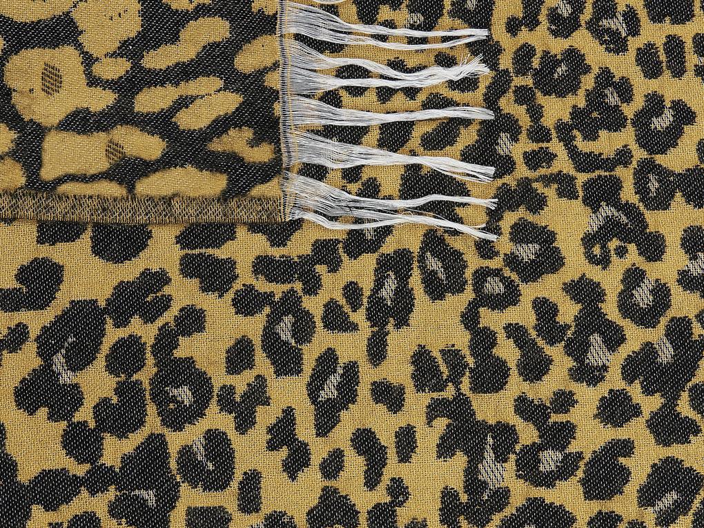 Deka leopardí vzor 130 x 170 cm hnědá/ černá JAMUNE Beliani