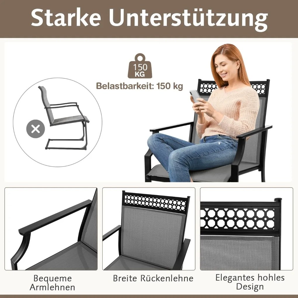Costway Sada 2 zahradních židlí s rychleschnoucí látkou a kovovým