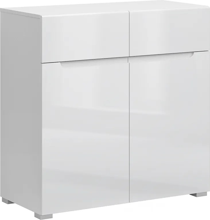 Komoda 2D2S, bílá/bílý extra vysoký lesk HG, JOLK