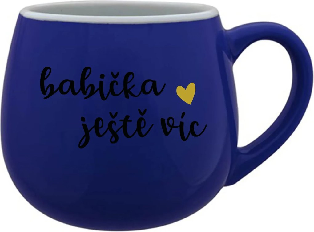 BABIČKA JEŠTĚ VÍC - modrý keramický hrníček 300 ml