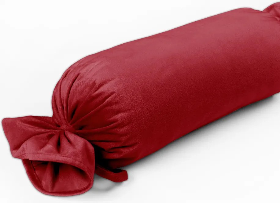 Biante Sametový polštář válec bonbon Velvet Premium SVP-038 Sytě červený 15x80 cm