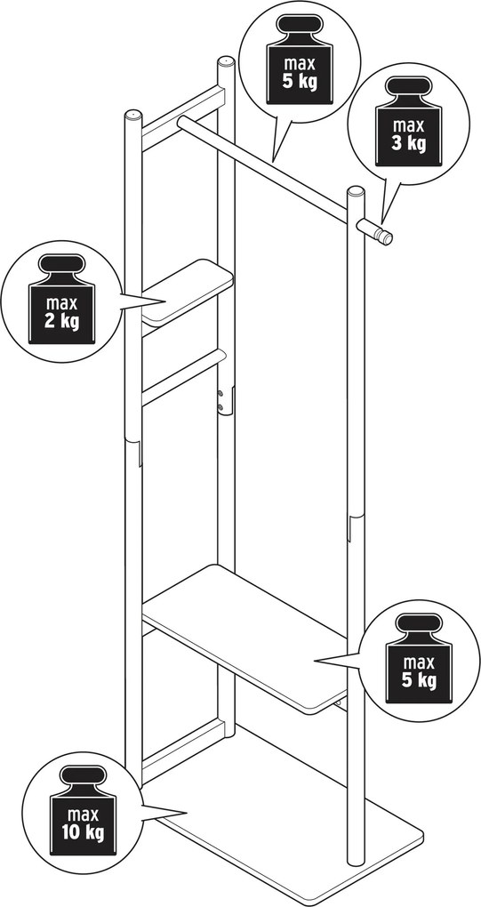 Tchibo - Šatní stojan s odkládací plochou - barva: hnědá