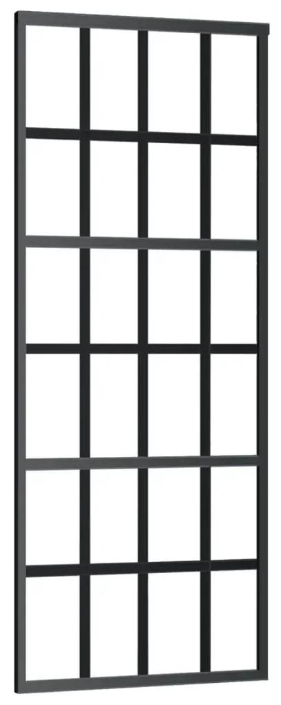 vidaXL Posuvné dveře ESG sklo a hliník 76 x 205 cm černé