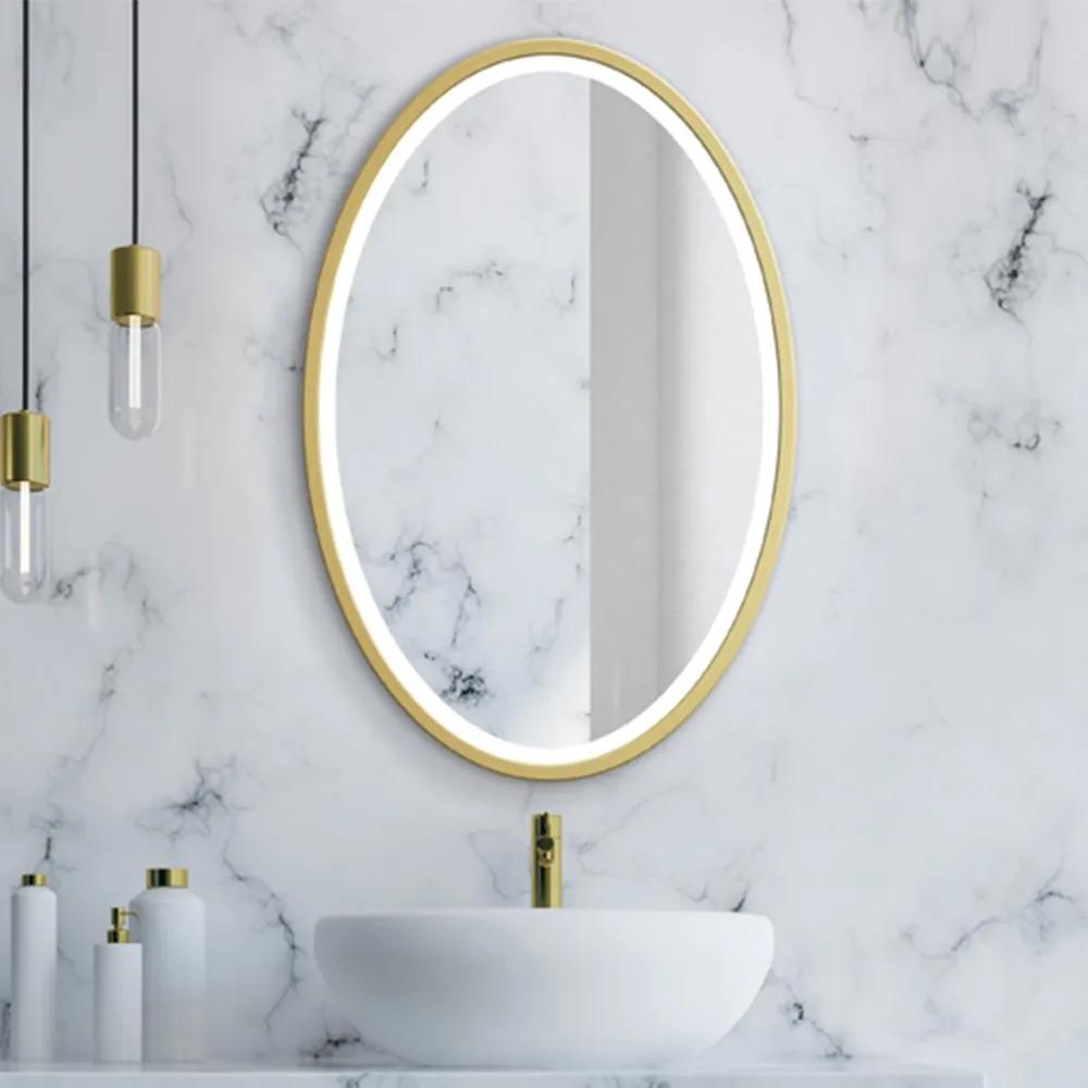 Zrcadlo Nordic Oval Gold LED Rozměr: 50 x 70 cm
