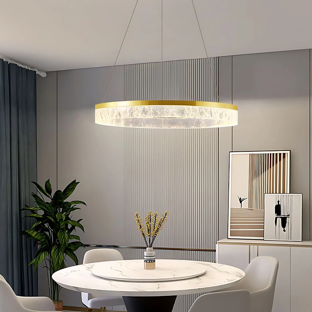 Toolight Toolight, LED závěsné osvětlení 80cm, 50W, 3000K, LHJ047-CP, zlatá lesklá, OSW-50022