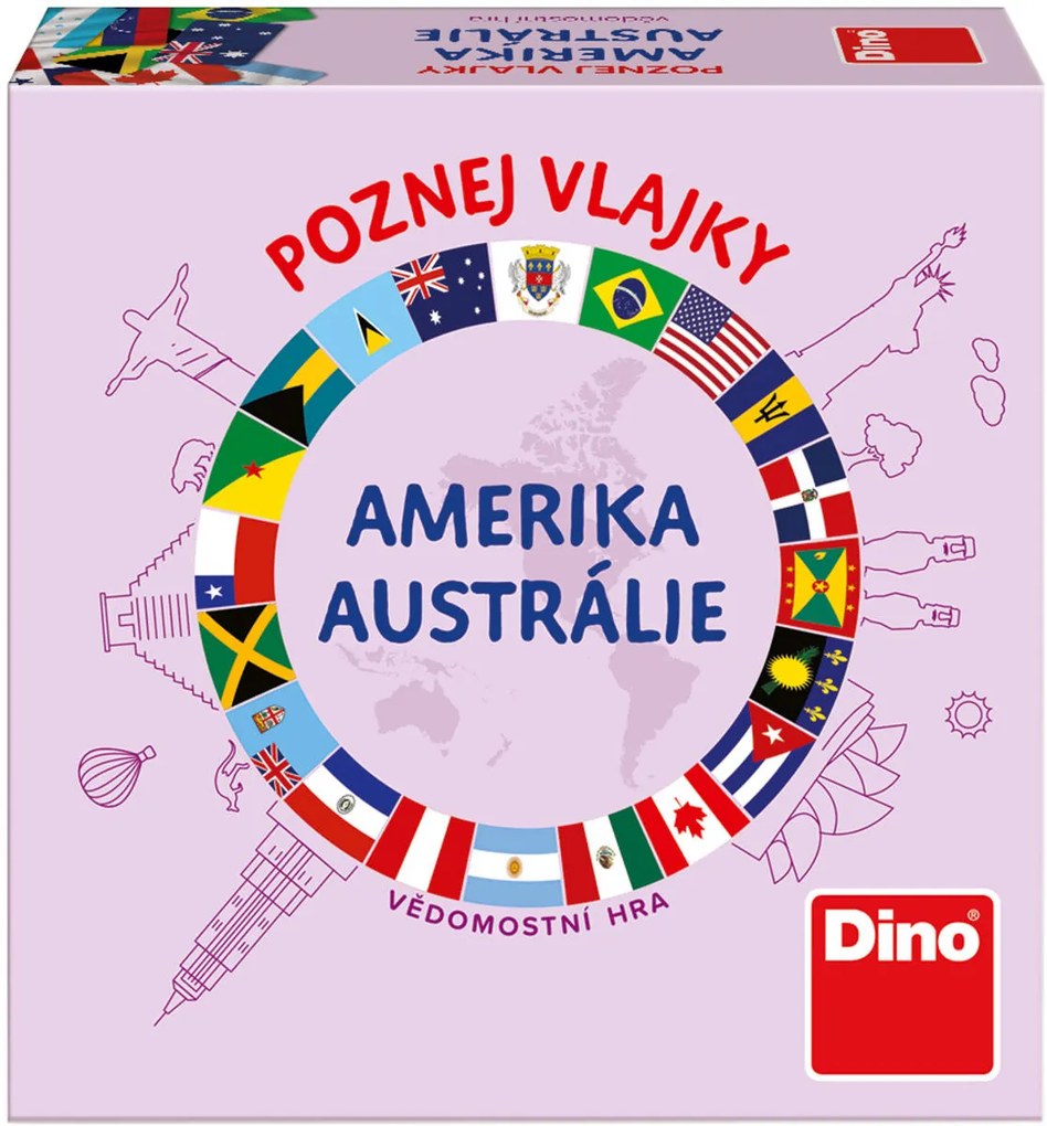 DINO Hra Poznej vlajky Amerika a Austrálie karetní *SPOLEČENSKÉ HRY* dn622609