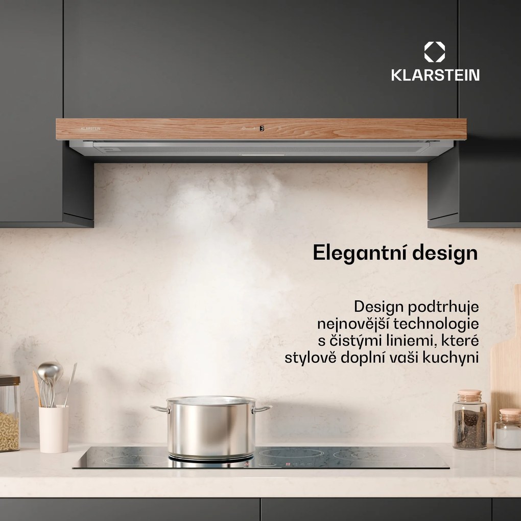 Klarstein ZenFusion digestoř, průtok vzduchu 400 m³/h, EEK A, odsávání/recirkulace, 3 úrovně, tichá