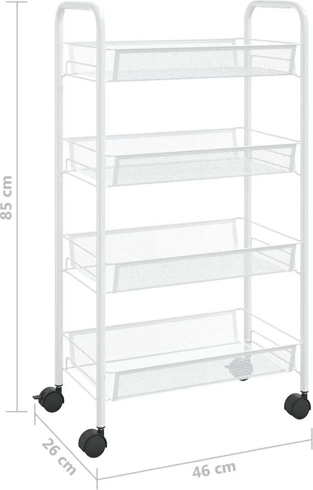 Kuchyňský vozík se 4 patry bílý 46 x 26 x 85 cm železo 336326