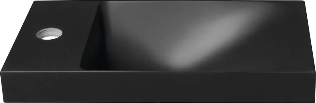 Sapho Agos umyvadlo 40 x 22 cm s otvorem pro baterii bez přepadu pravá / levá litý mramor černá mat AS400B