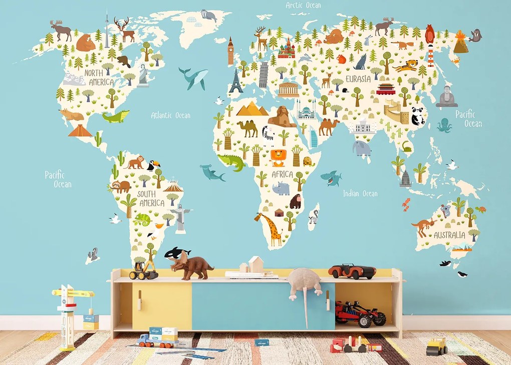 Dětská fototapeta na míru Mapa Malého Objevitele | Vliesová fototapeta na zed' | DFTD5P 352437