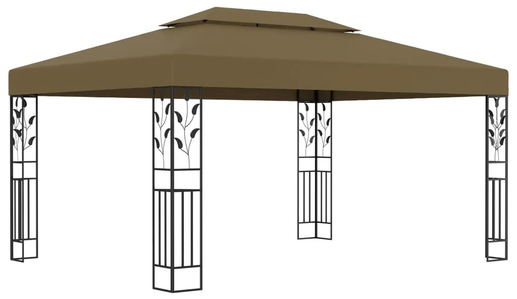 Altán s dvojitou střechou 3 x 4 m taupe 180 g/m² 312244