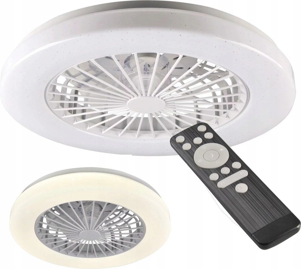 Lustr Stropní Ventilátor Led Lampa 63W Cct 50CM Paměť Barvy+dálkový Ovladač