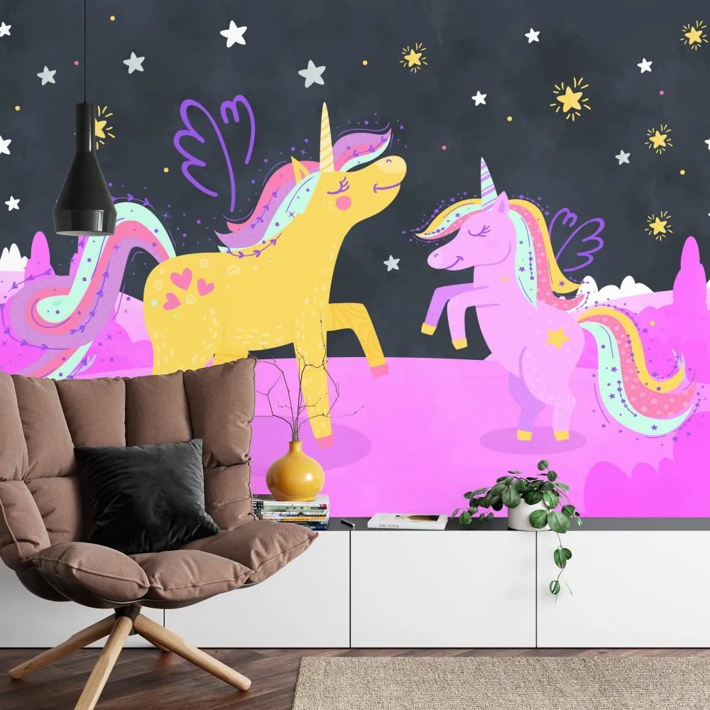 Fototapeta Ula La Unicornio A Lola Pod Hvězdami Hladký vinyl 208x146