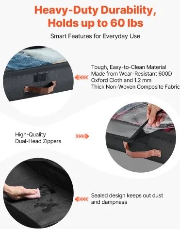 Úložný prostor pod postel s kolečky, 915 × 460 × 185 mm VEVOR