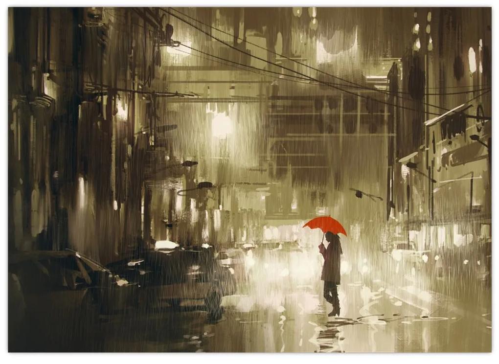 Obraz - Žena za deštivé noci (70x50 cm)
