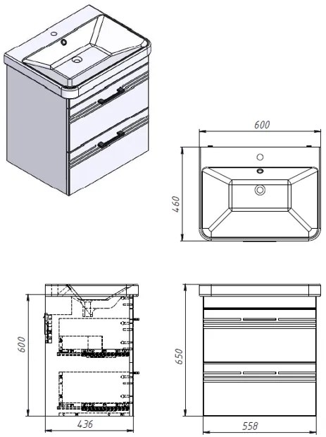 Lavedo Melony Green 60 koupelnová skříňka s umyvadlem