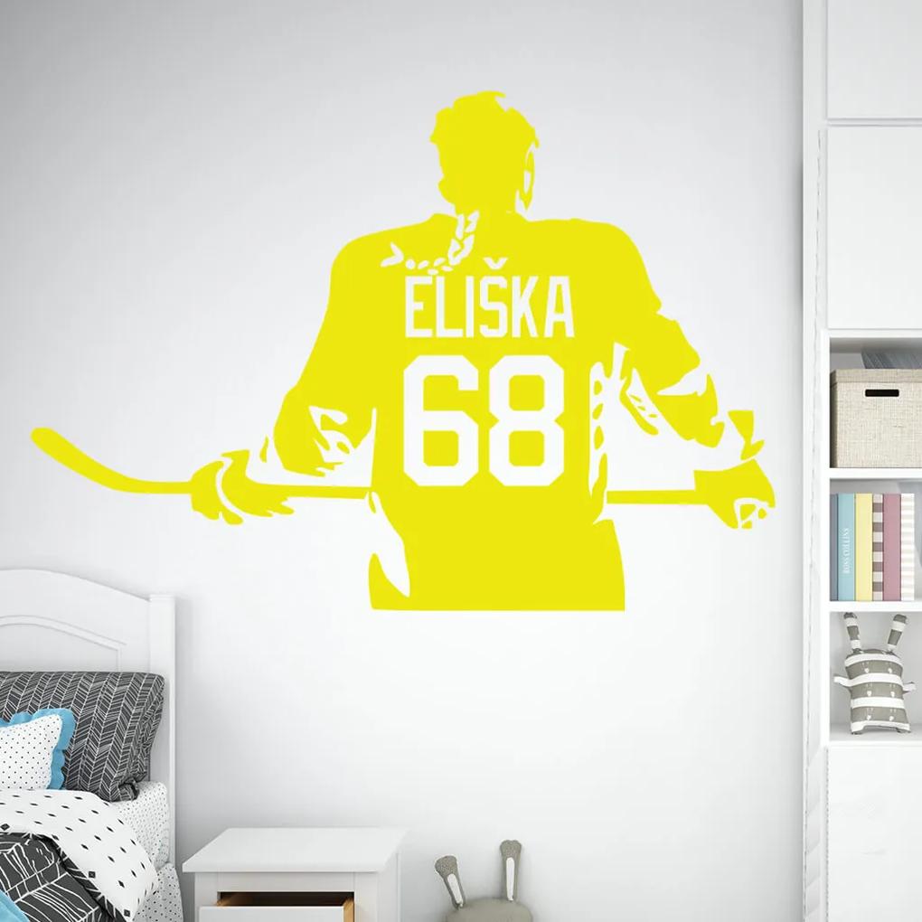 Živá Zeď Samolepka na zeď Hokejistka se jménem Barva: černá