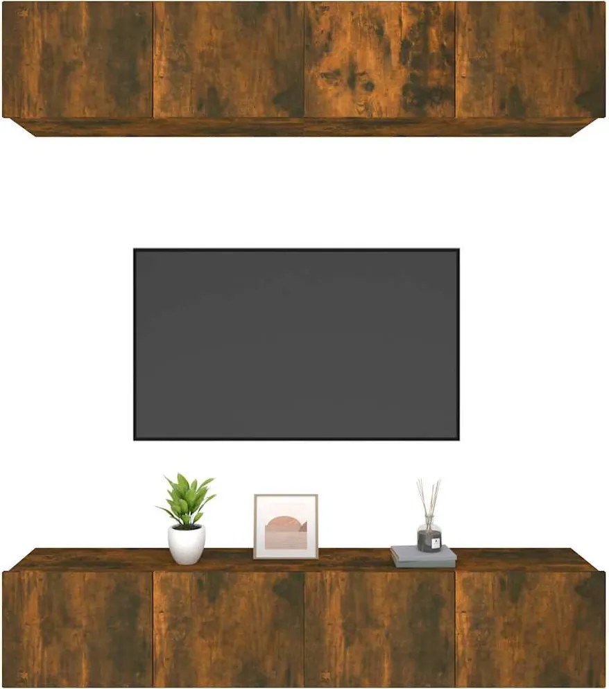 TV skříňky 4 ks kouřový dub 80 x 30 x 30 cm kompozitní dřevo 3114187