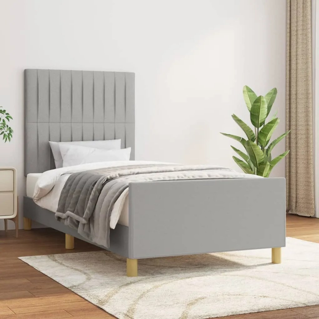 Rám postele bez matrace světle šedý 90 x 200 cm textil 3125187