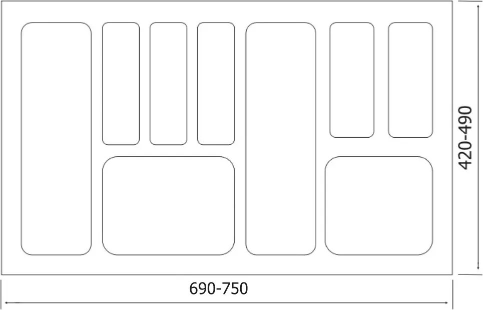 IN-DURO Příborník STRIPES 69 - 75 cm s hloubkou 42 - 49 cm, bílá