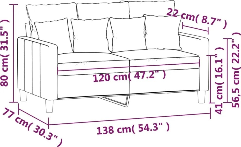 vidaXL 2místná pohovka 120 cm samet [359296] Barva: Tmavě šedá