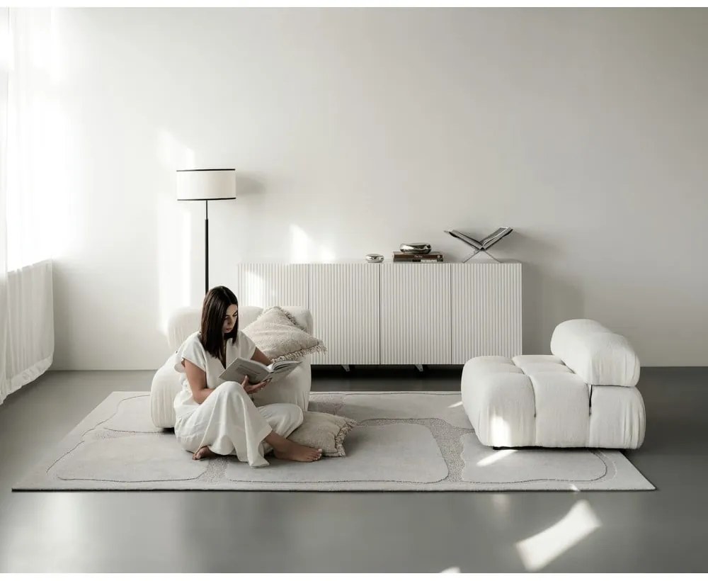 Světle šedý vlněný koberec 160x230 cm Morphic Organica – Agnella