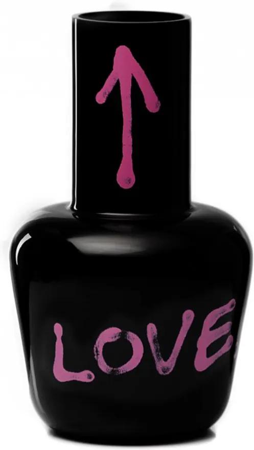 Váza Unnamed - Love Q123B z design studia QUBUS, sklo, černá, růžová