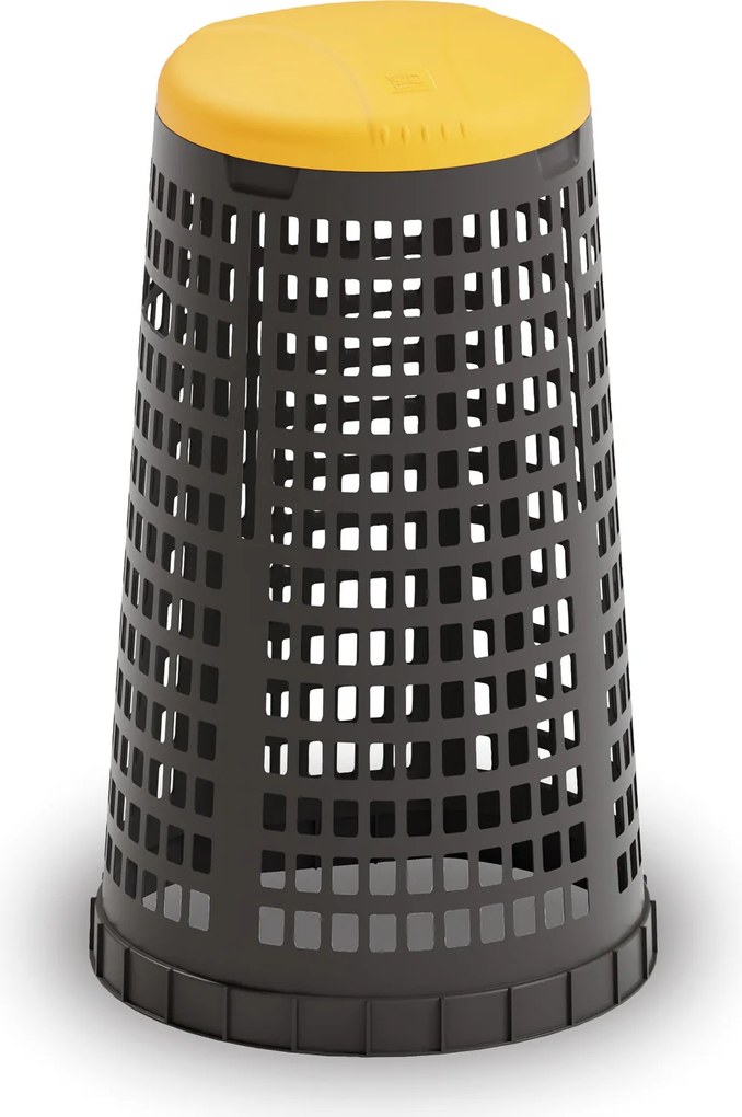 Plastový odpadkový koš na 120 l pytle 1+1 ZDARMA černý, žlutá + modrá