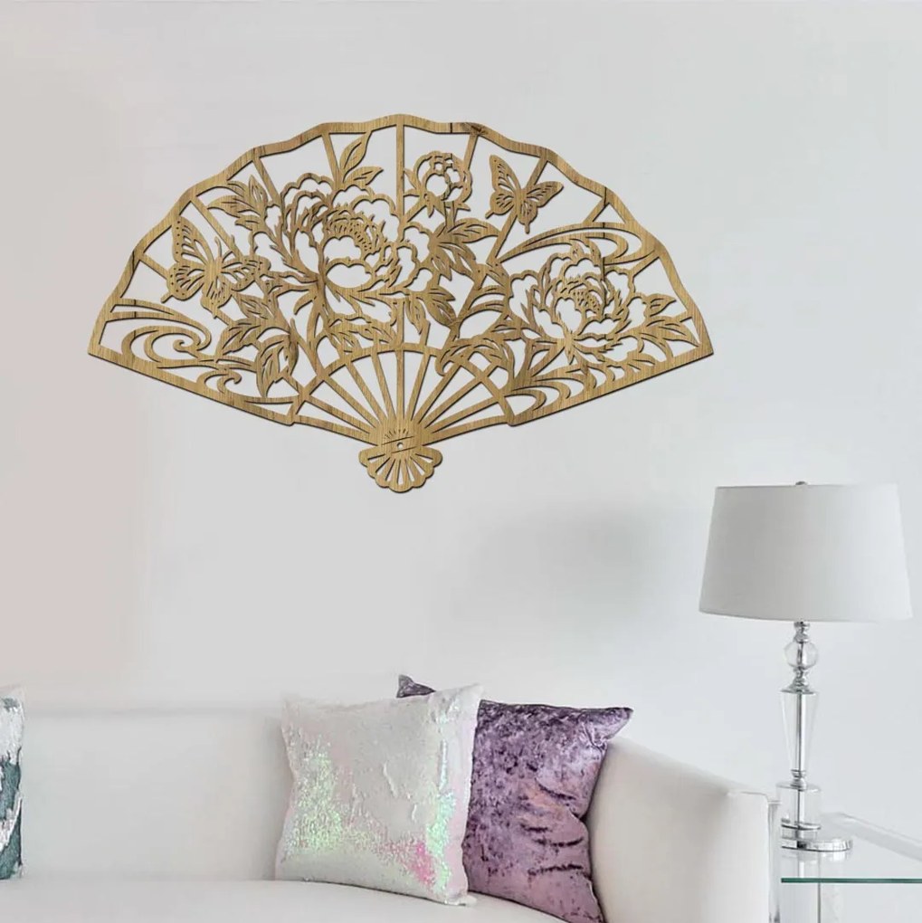 dřevo života Dřevěná dekorace na zeď Vějíř ZAHRADA Zvolte rozměr šxv (cm): 40x24, Zvolte barvu dekoru: Černá