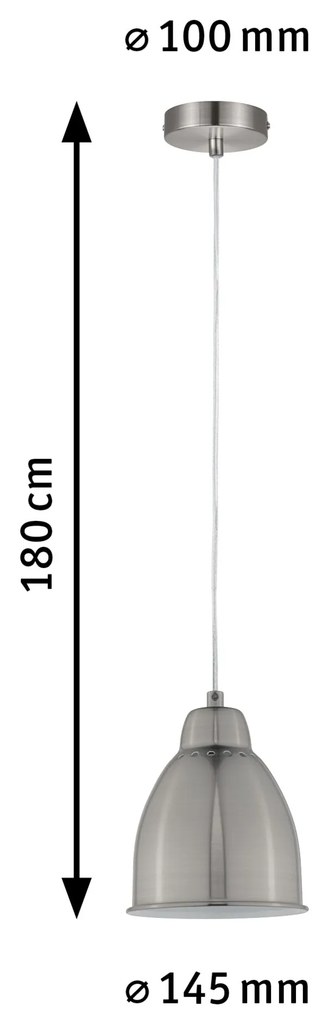 Paulmann 79765 Neordic Hilla, závěsné svítidlo k podpoře růstu rostlin 1xE27, kartáčovaná ocel, průměr 14,5cm