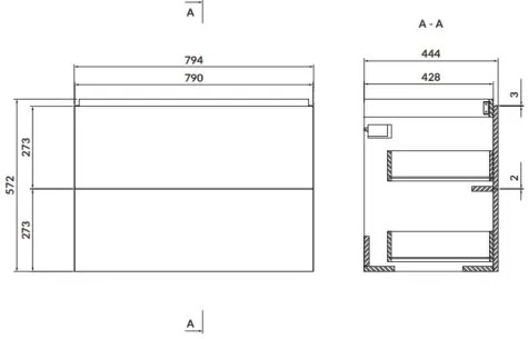 Cersanit Larga, závěsná umyvadlová skříňka 80cm, bílá lesklá, S932-073