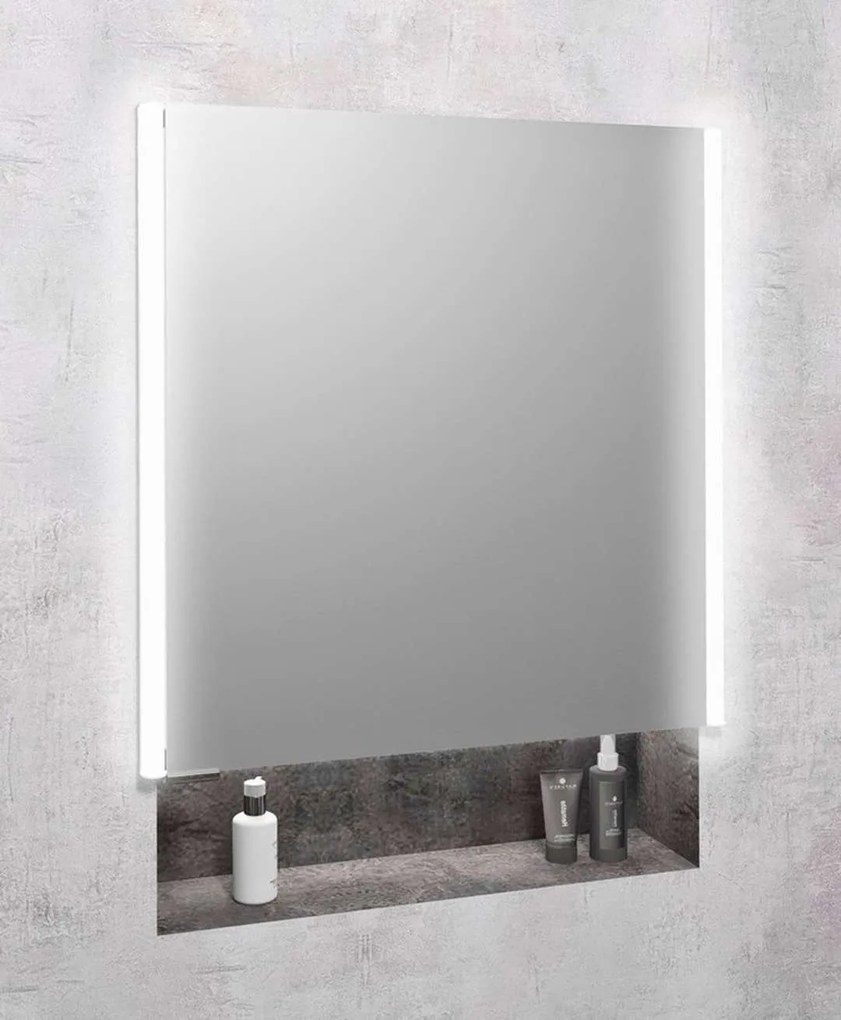 Sapho Integra - Zápustná zrcadlová skříňka s LED osvětlením, 65x70 cm, zrcadlo/titan alu IN065