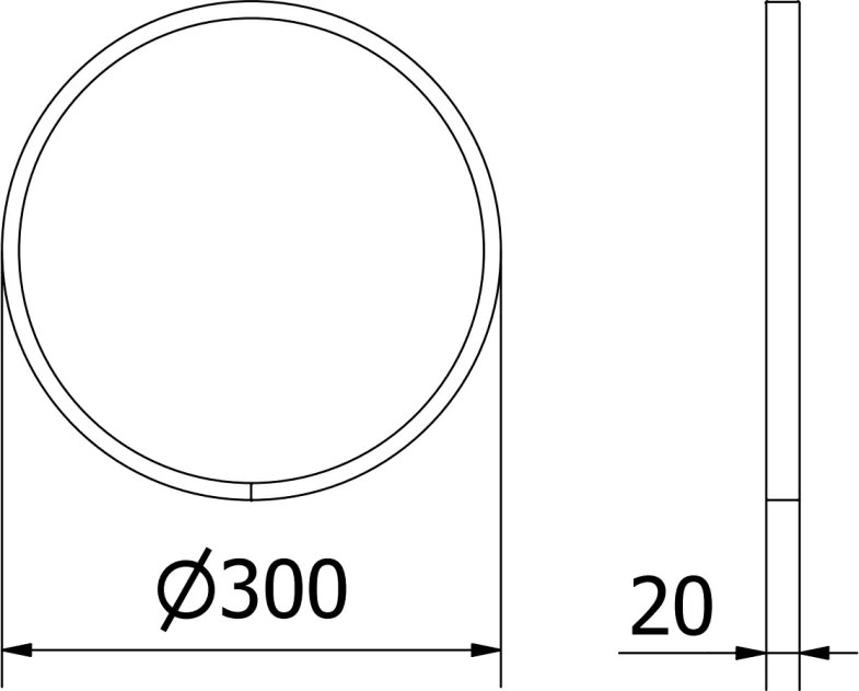 Mexen Loft, kulaté koupelnové zrcadlo 30 cm, barva rámu broušená ocel, 9850-030-030-000-10