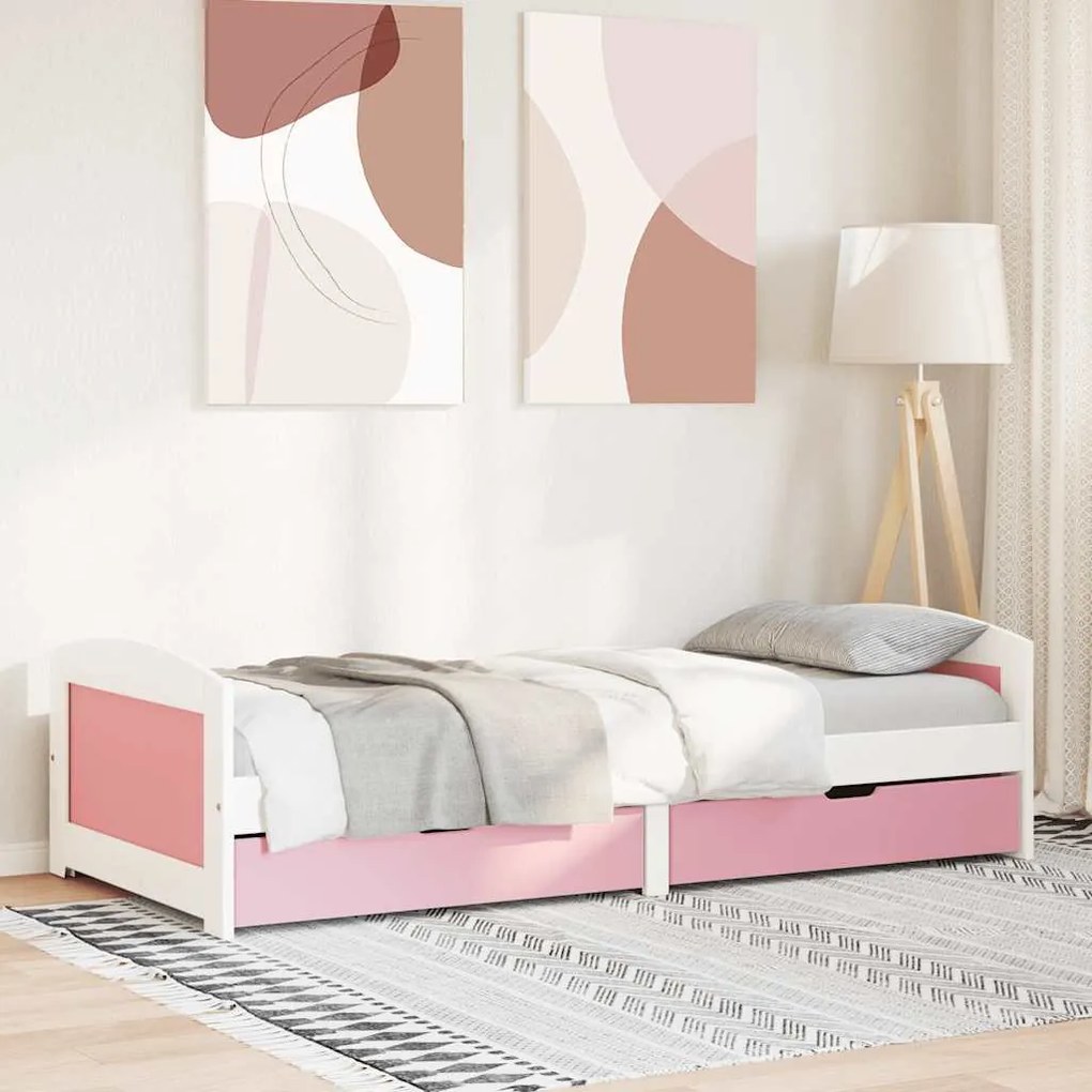 Válenda se 2 zásuvkami bez matrace bílá a růžová IRUN 90x200 cm 3314679