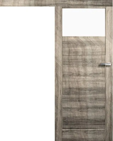 posuvné interiérové dveře na stěnu vasco doors TEO model 2 Průchozí rozměr: 70 x 197 cm, Orientace dveří: Levé dveře, Dekor: Dub Aljaška