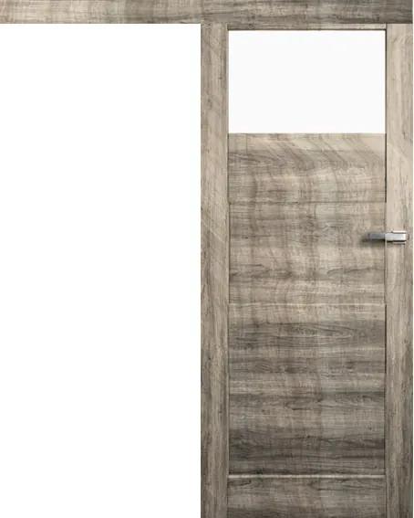 posuvné interiérové dveře na stěnu vasco doors TEO model 2 Průchozí rozměr: 70 x 197 cm, Orientace dveří: Levé dveře, Dekor: Dub stříbrný