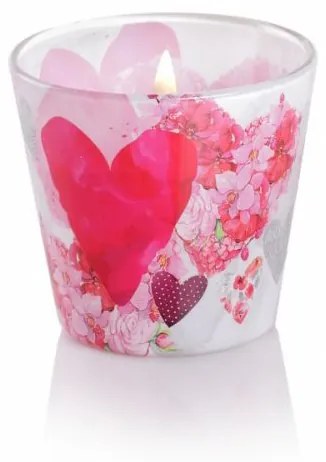 Bartek svíčka vosková ve skle 115g květinové srdce /Secret Garden/