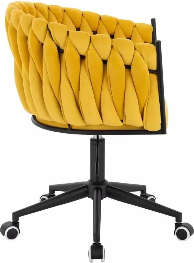 LuxuryForm DESIGN Otočná židle NORDEN VELUR na černé podstavě s kolečky - žlutá