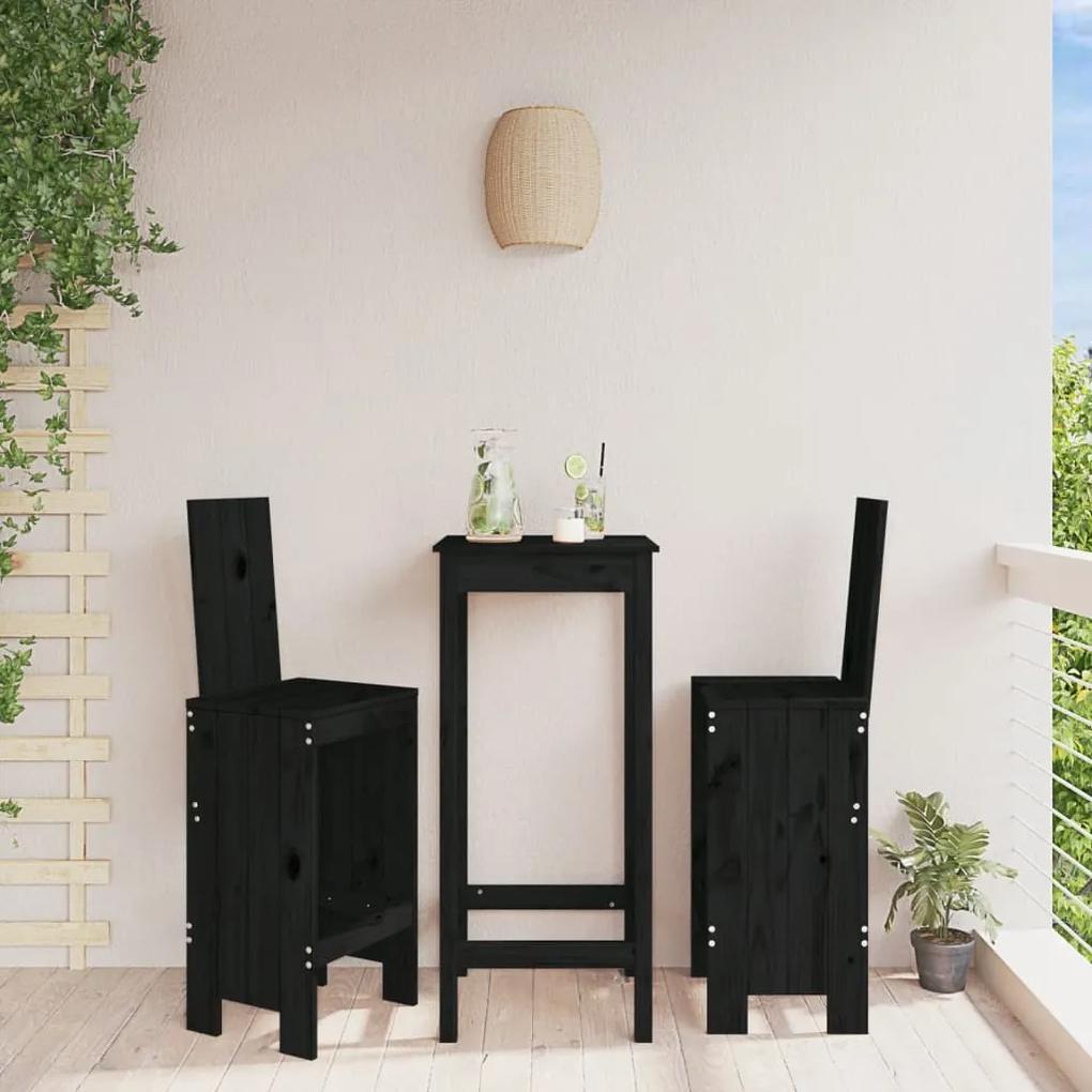 Barové stoličky 2 ks černé 40x42x120 cm masivní borové dřevo,  825356
