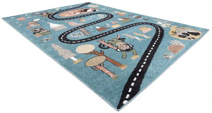 Dywany Łuszczów Dětský kusový koberec Fun Route Street animals blue ROZMĚR: 180x270