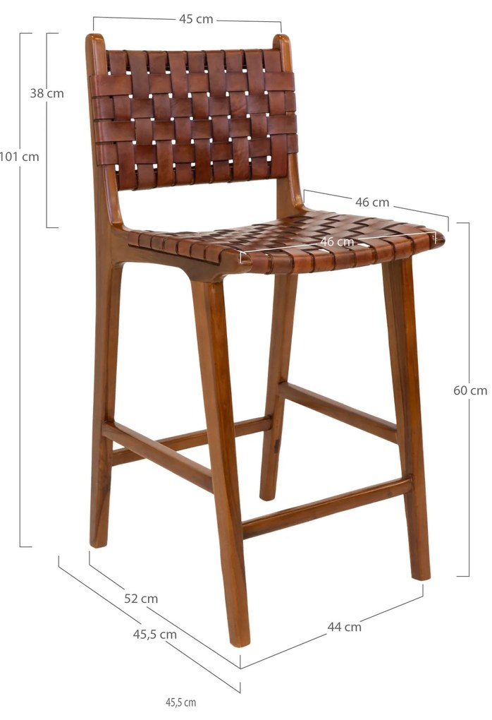 Nordic Experience Barová židle Borg hnědá/teakové dřevo