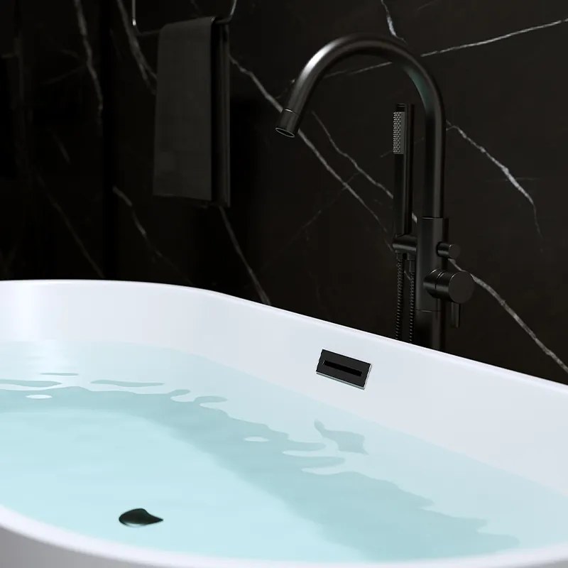 BPS-koupelny Volně stojící akrylátová vana HYD-LIZ502A 150x75 bílá, odtokový komplet černý