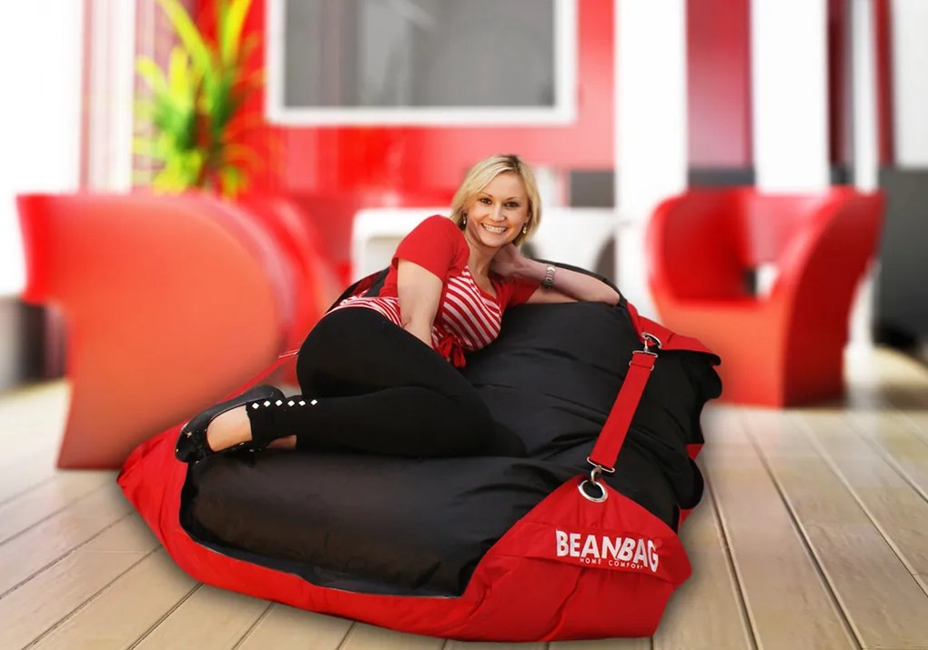 BeanBag Sedací pytel 189x140 duo scarlet rose - black