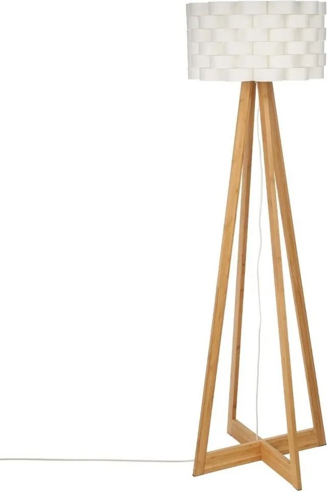 Bambusová stojací lampa - bílá, výška 150 cm