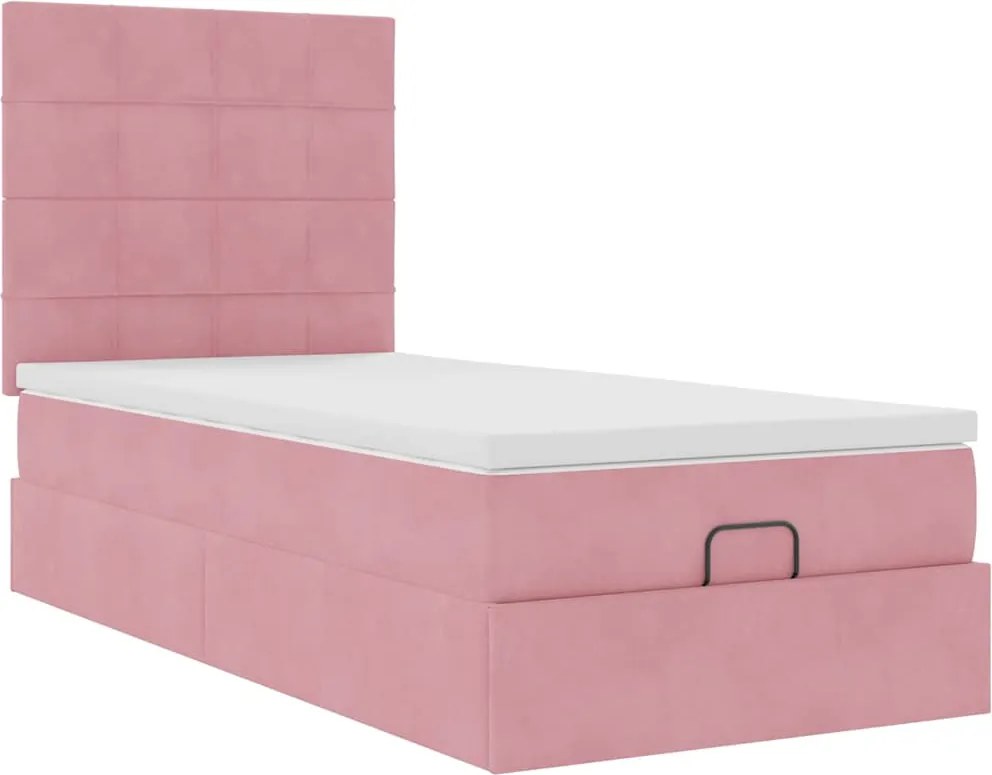 Osmanský rám postele s matracemi růžová 80x200cm samet 3313438